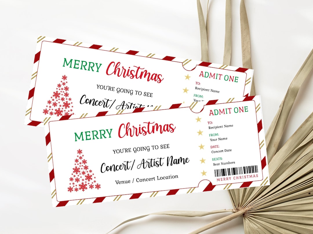 Christmas Concert Gift Ticket Printable Christmas Gift Certificate ...