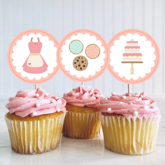 BAKING PARTY cupcake toppers for instant printing Toppers Cake toppers ...