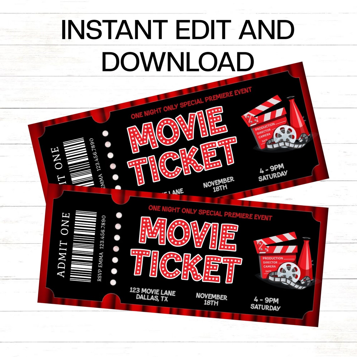 Movie Ticket Invitation Movie Ticket Template Party Cinema Movie Party ...