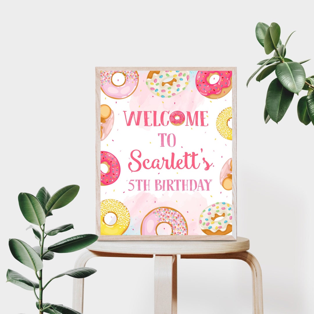 Editable Donut Party Welcome Sign, Donut Birthday Welcome Sign, Donut ...
