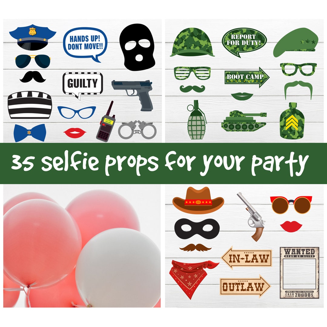 Boys Party Props 35 Boys Photo Booth Props Boys Printable Props Bundle ...