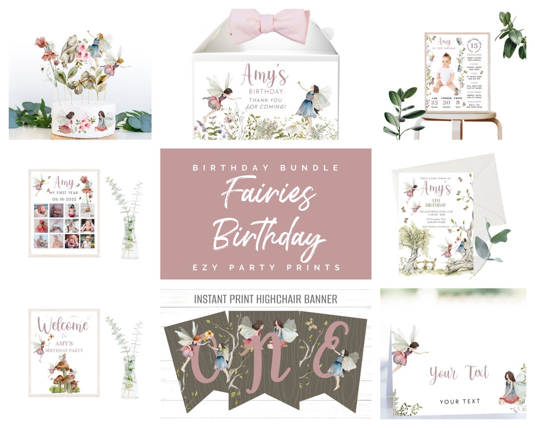 Fairies Birthday Party Bundle Fairies Printable Party Bundle Instant ...