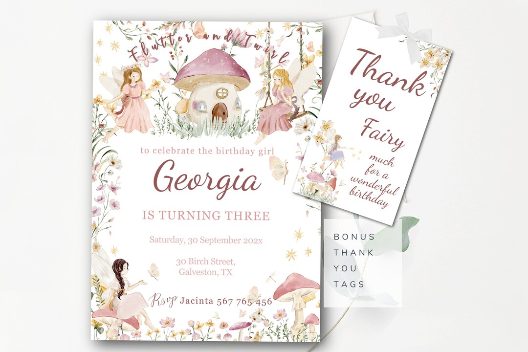 Fairy Invitation Editable Fairies Invitation Woodland Fairies Instant ...