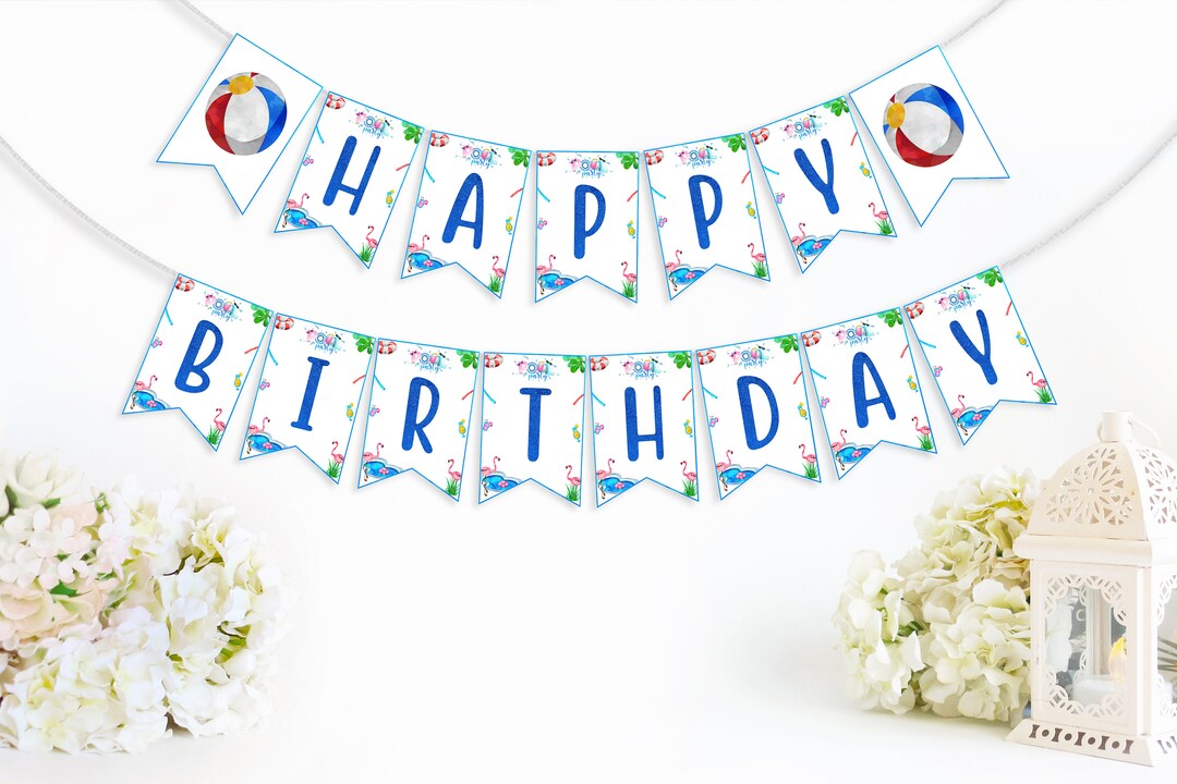 POOL PARTY Bunting/banners You Personalise Edit Download and - Etsy