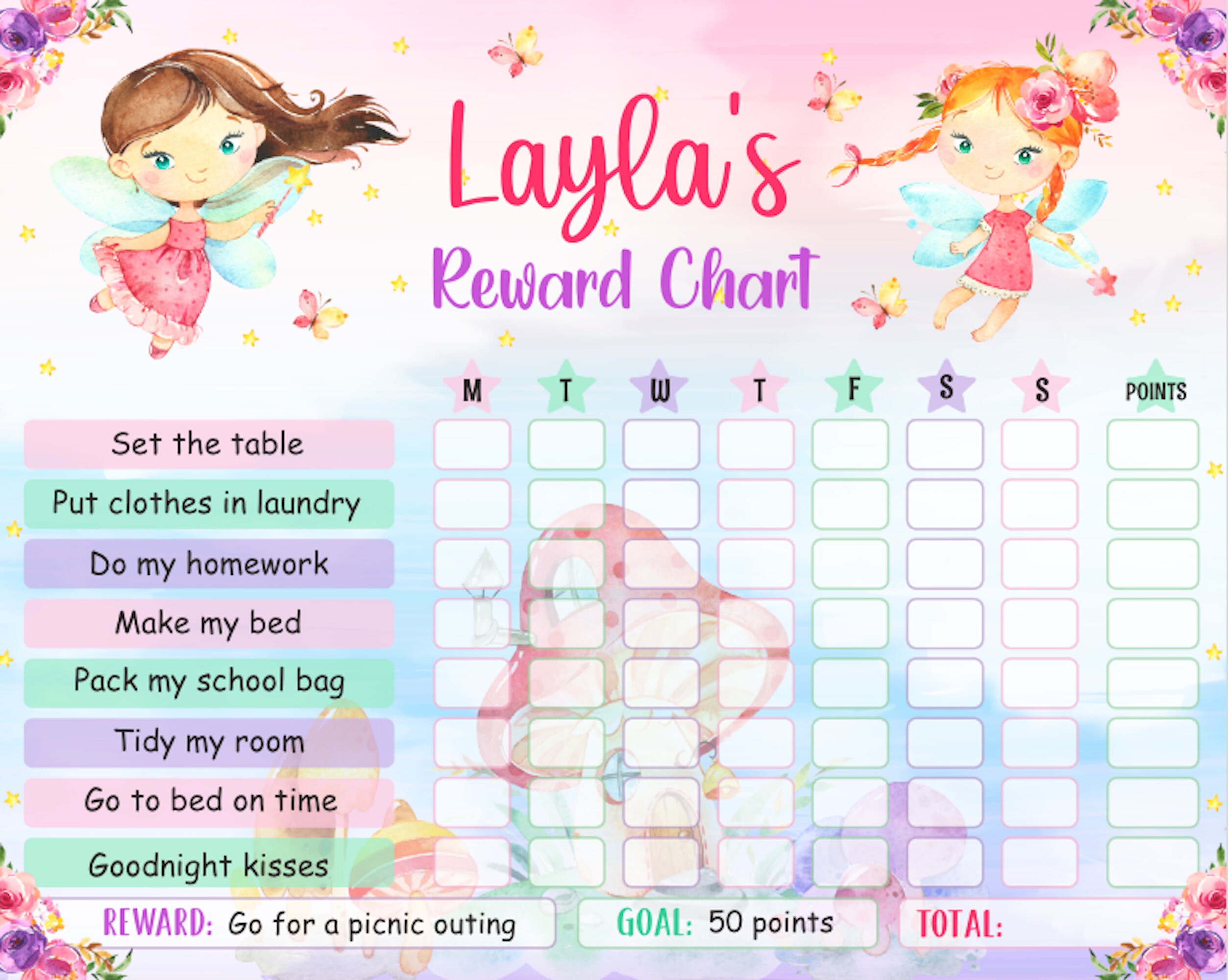 Fairy Reward Chart Reward Chart Kids Printable Reward Charts Images