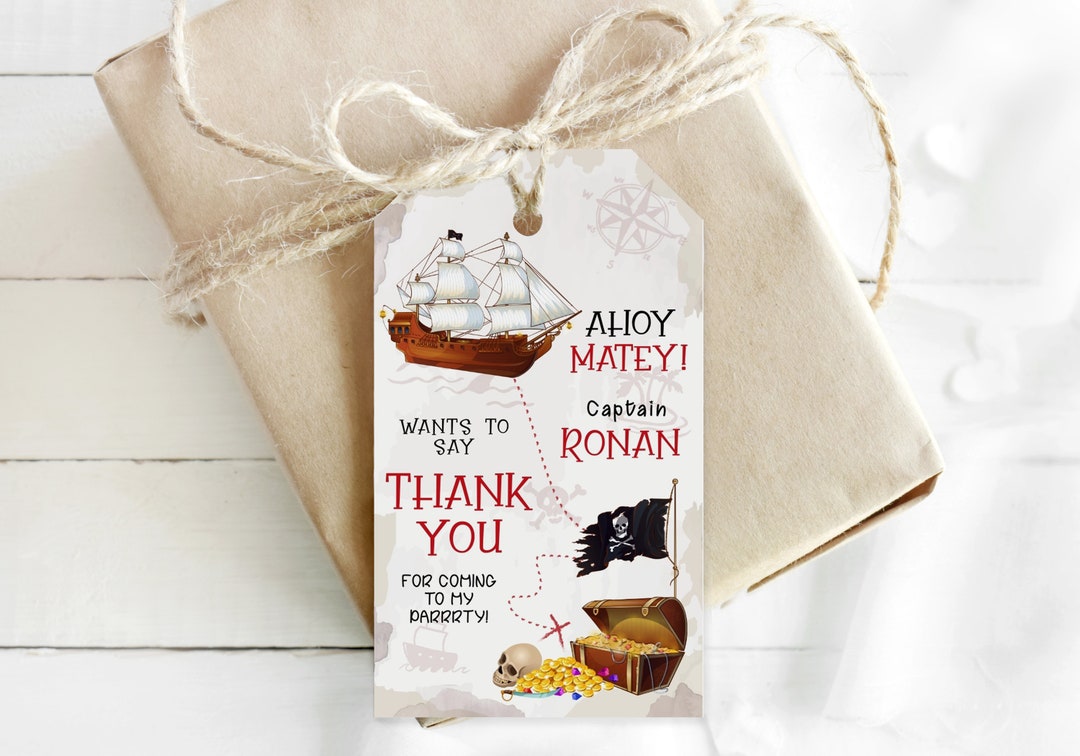 Pirate Gift Tags Pirate Party Favor Cards Gift Tags Editable Pirate ...