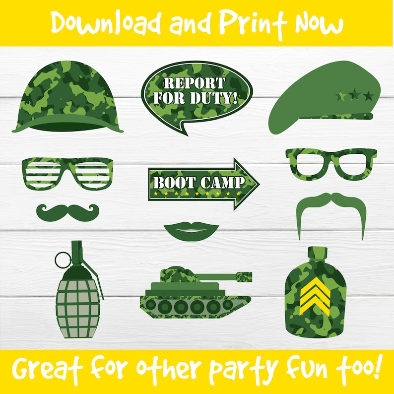 Army Props. MILITARY Photo Booth Props Army Printable Props for Photos ...