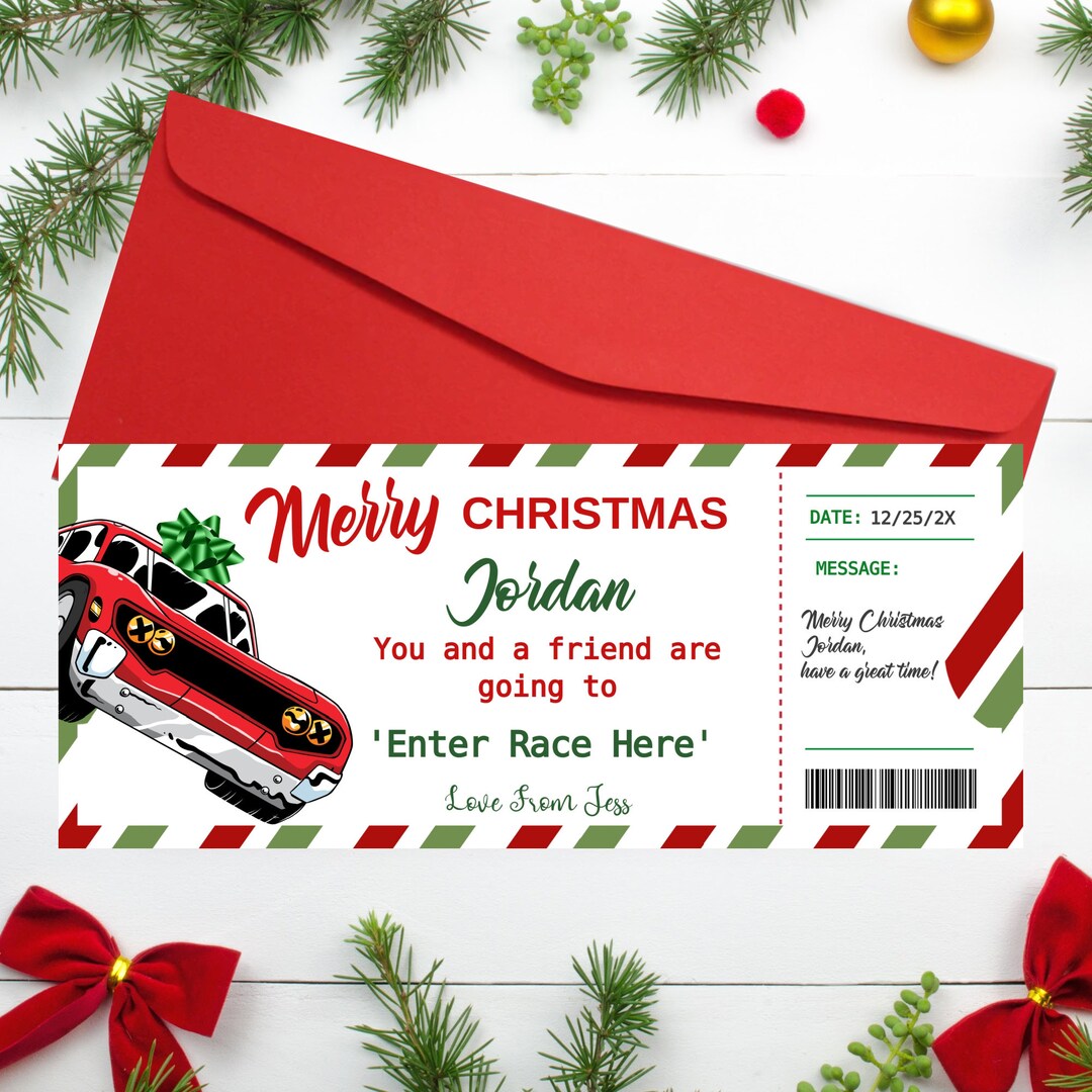 Race Car Editable Gift Voucher Racing Car Christmas Gift Voucher ...