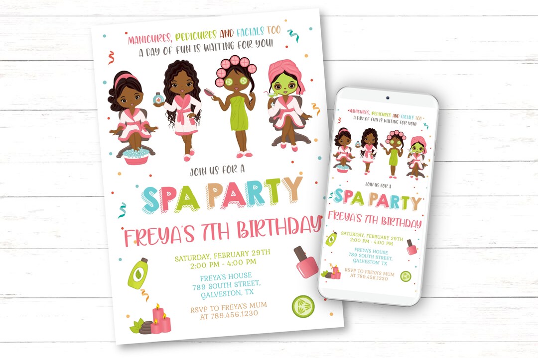 Pamper Party Birthday Invitation Girls Spa Party Invitation - Etsy