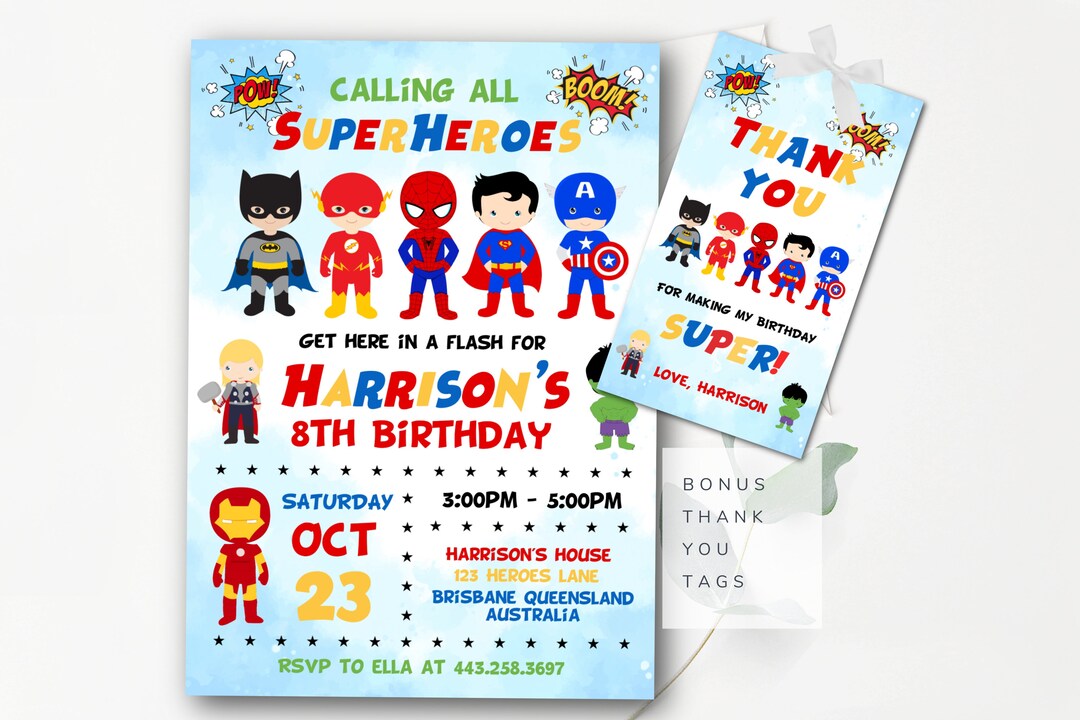 Superhero Birthday Invitation Superhero Party Invitation Superhero ...