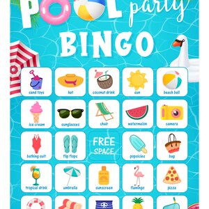 Printable Games for Kids Pool Party Bingo Game Printable - Etsy Canada
