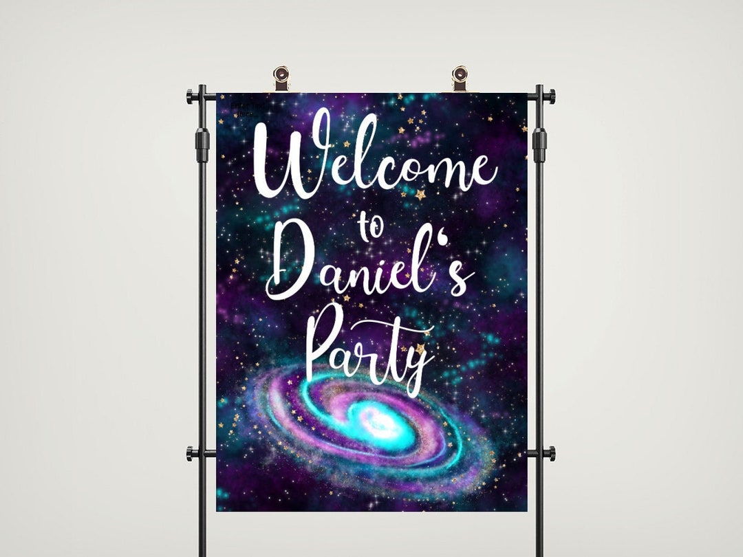 Editable Outer Space Birthday Welcome Sign, 1st Birthday Boy Welcome ...