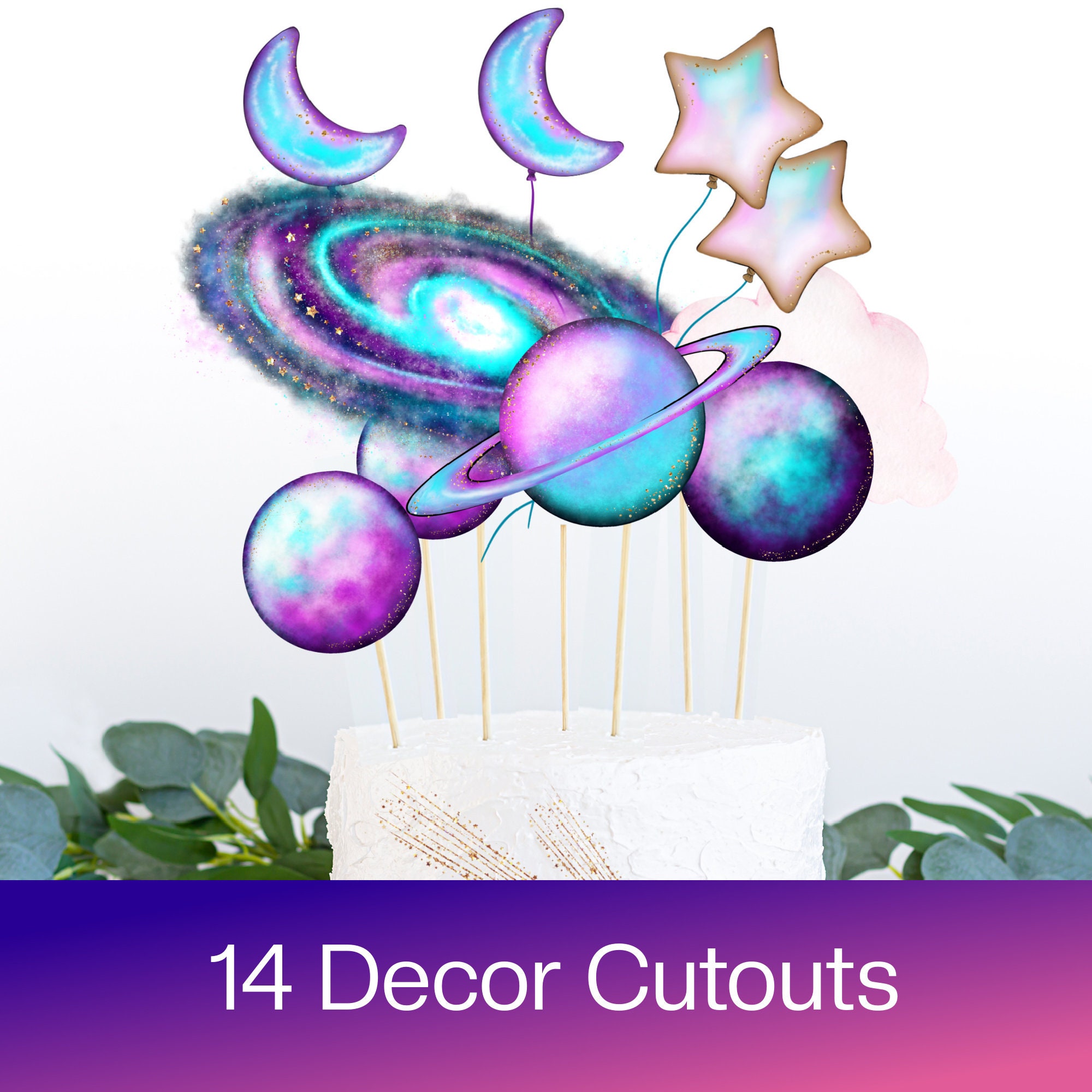 Outer Space Birthday Centrepiece Outer Space Cake Topper Space - Etsy