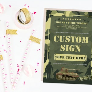 Army Party Signs Military Theme Party Army Poster Army Milestone Army ...