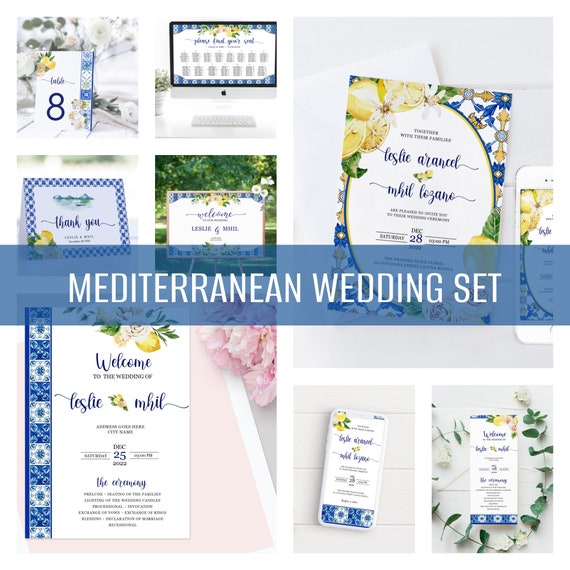 Mediterranean Wedding Bundle, Editable Wedding Bundle Template ...