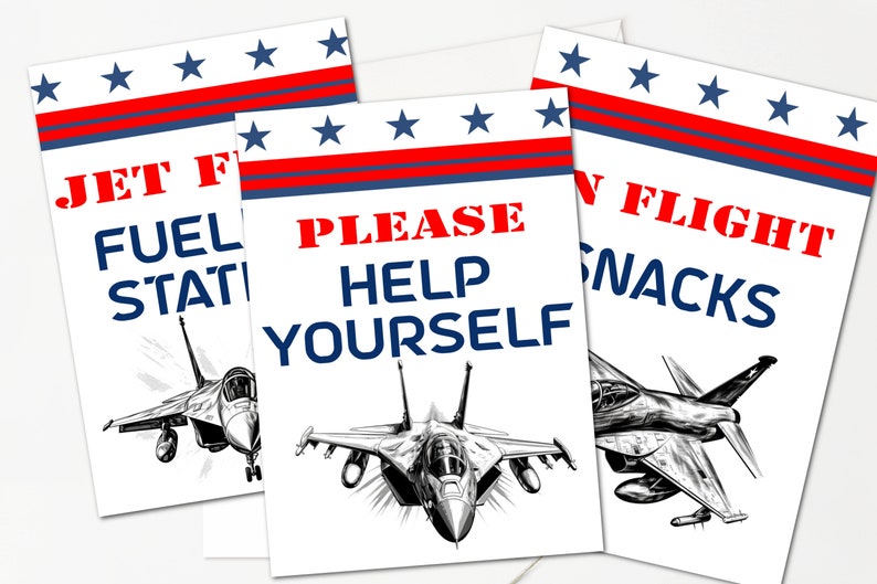 Editable Jet Fighter Birthday Signs Printable Fighter Plane Party Signs ...