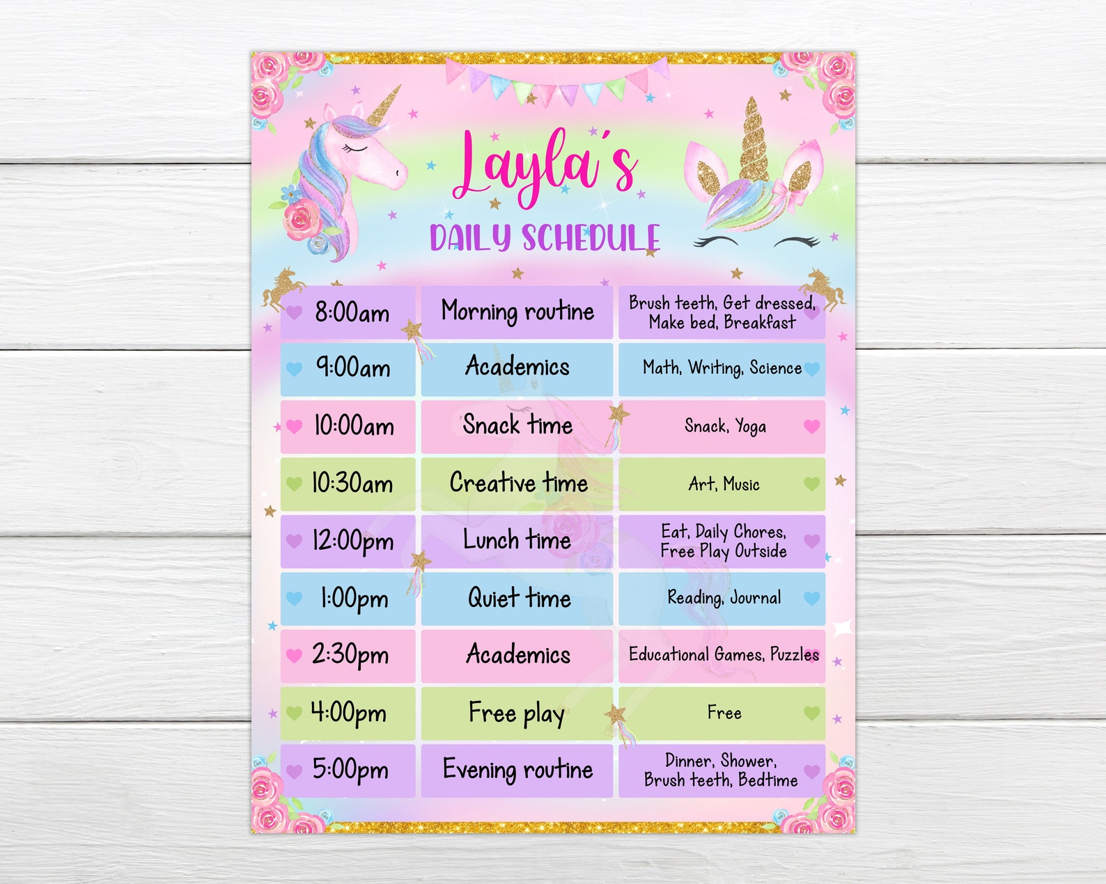 Daily Chore Chart Editable Daily Schedule Chart Personalise - Etsy