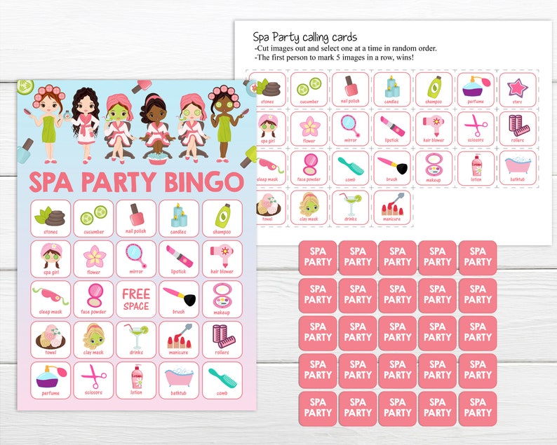Printable Games for Kids Spa BINGO Spa Party Printable - Etsy Canada