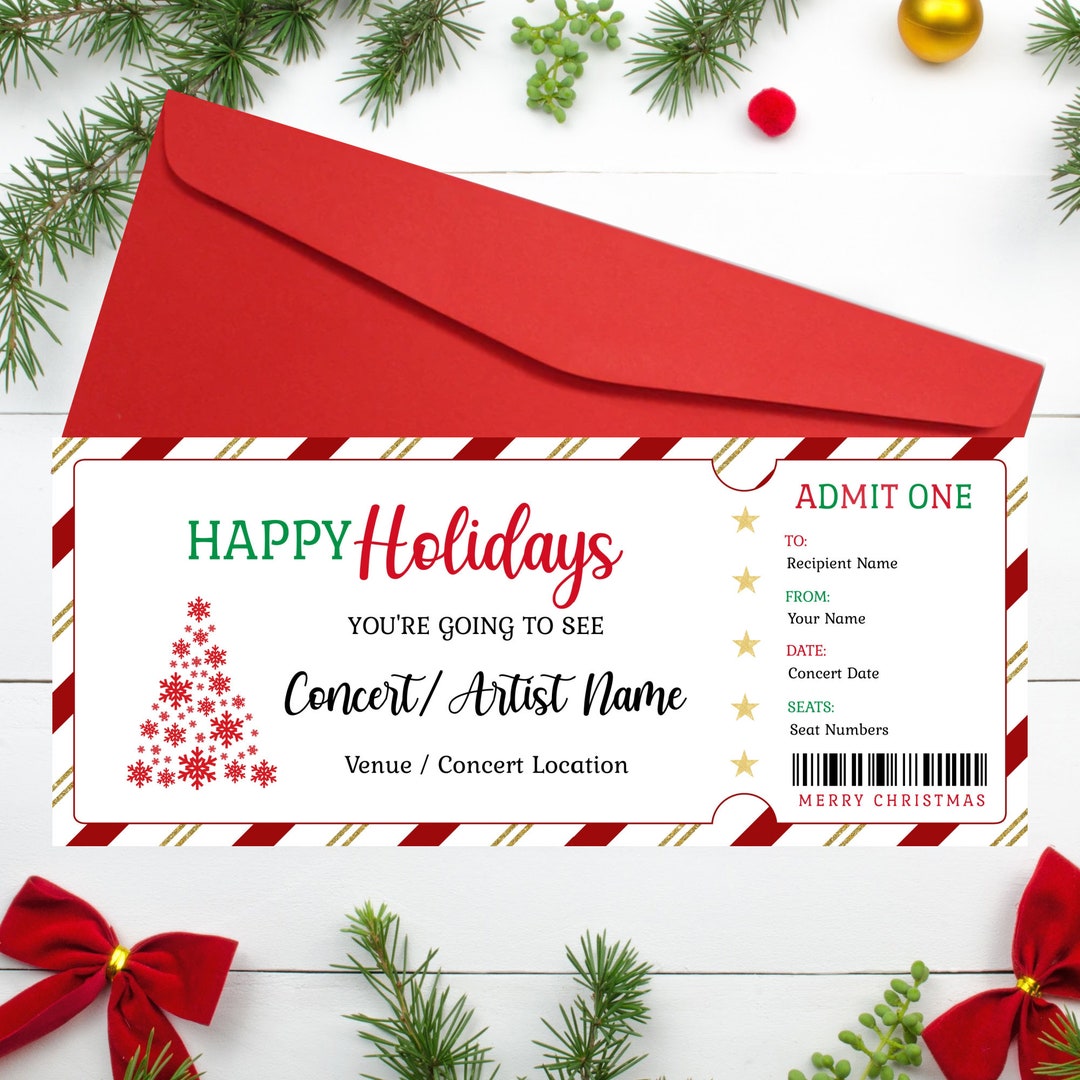 Happy Holidays Event Gift Ticket Printable Happy Holidays Gift ...