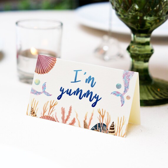 Editable Mermaid Party Signs, Mermaid Party Custom Table Signs, Mermaid ...