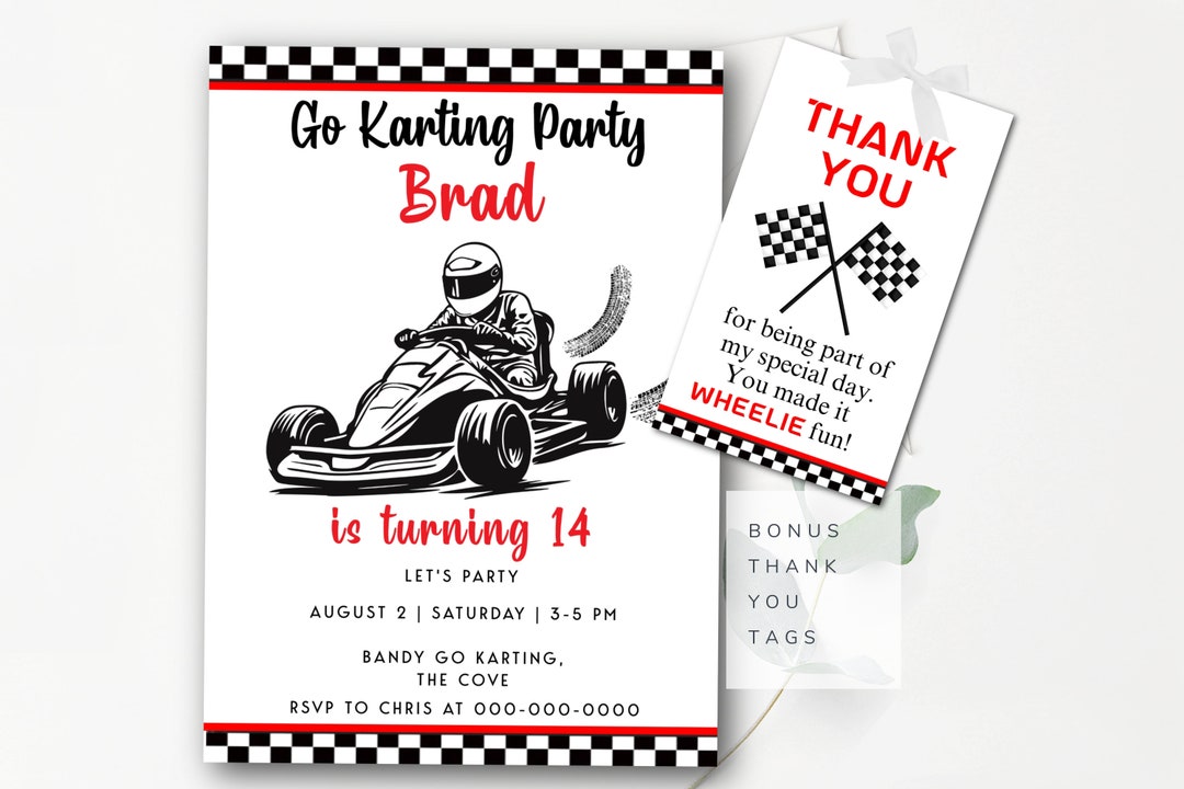 Go Kart Birthday Invitation Go Karting Invitation Kart Racing Party ...