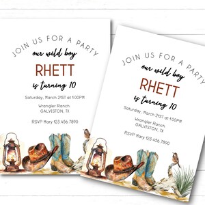 Western Birthday Invitation Boys Wild West Party Invitation Western Boy ...