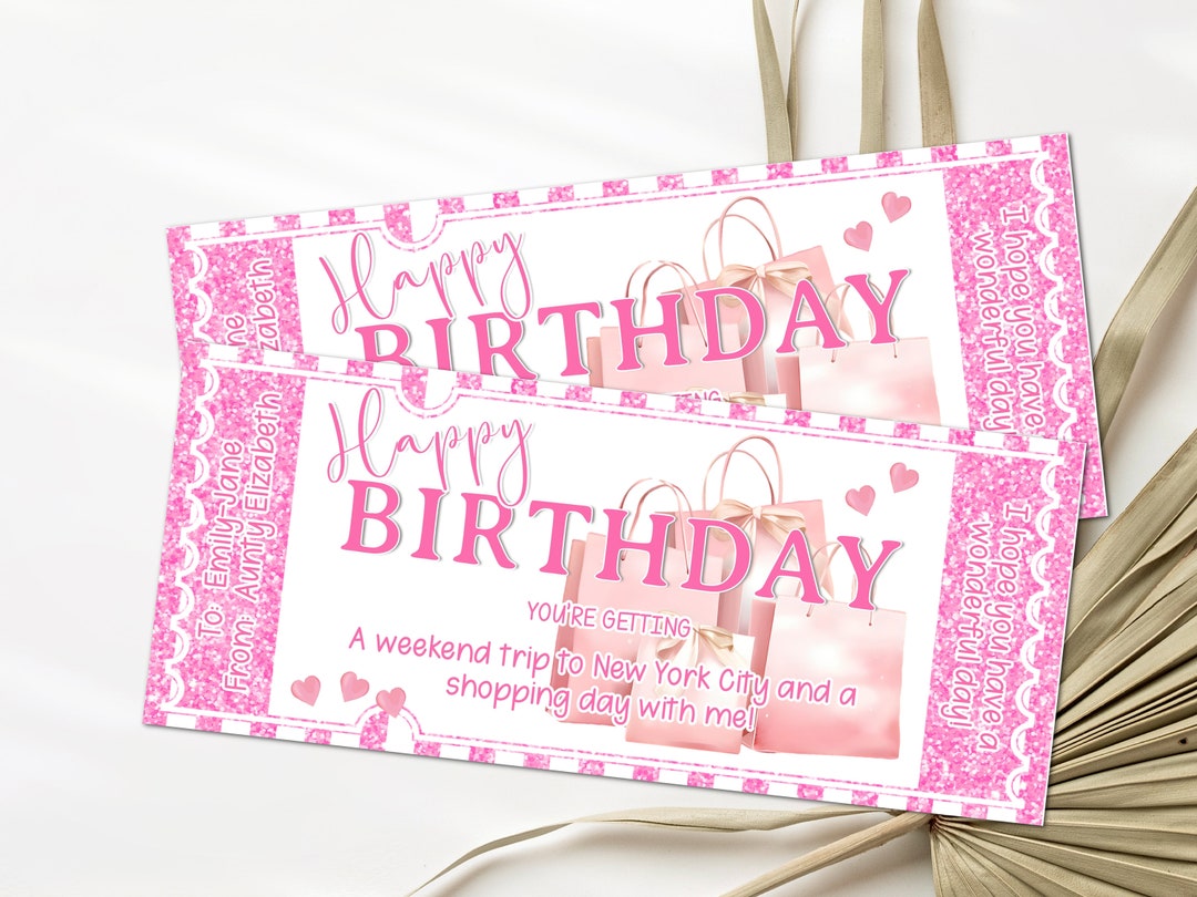 Pink Birthday Gift Certificate Template Pink Glitter Editable Gift ...