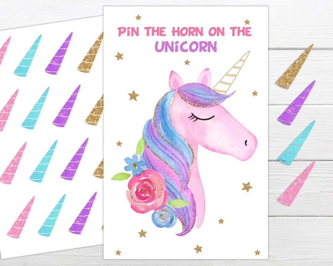 Unicorn Birthday Party Unicorn Party Game Pin the Horn on the Unicorn ...
