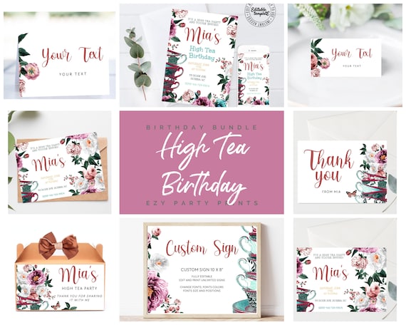 High Tea Birthday Bundle that includes High Tea Invitations High Tea ...