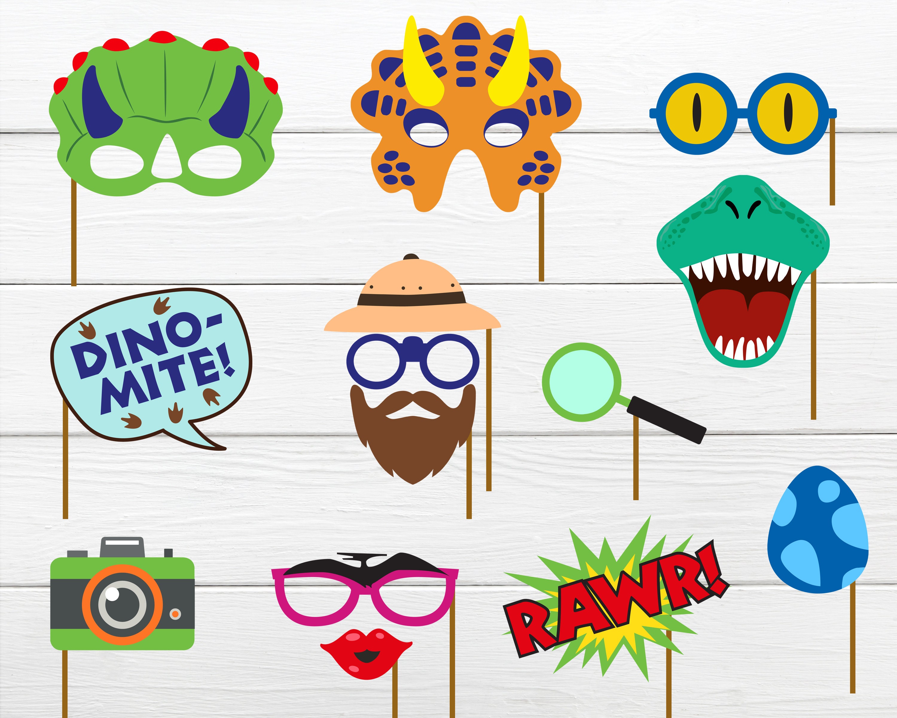 DINOSAUR PARTY PROPS. Dinosaur Photo Booth Props Dinosaur - Etsy