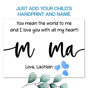 Mothers Day Gift Handprint Mothers Day Handprint Art I Love You Mama ...