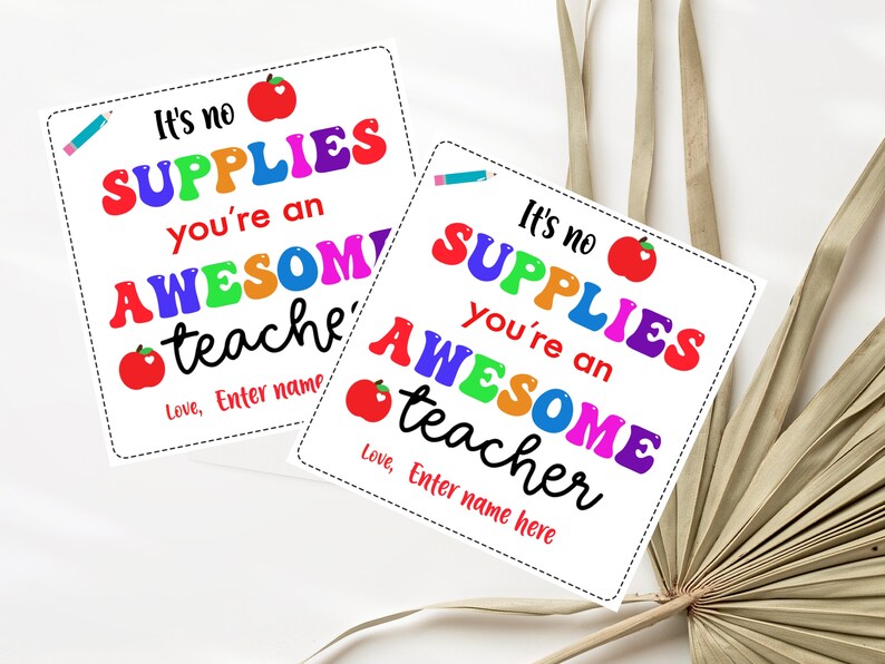 Teacher Appreciation Gift Tags for Instant Editing End of School Favor ...