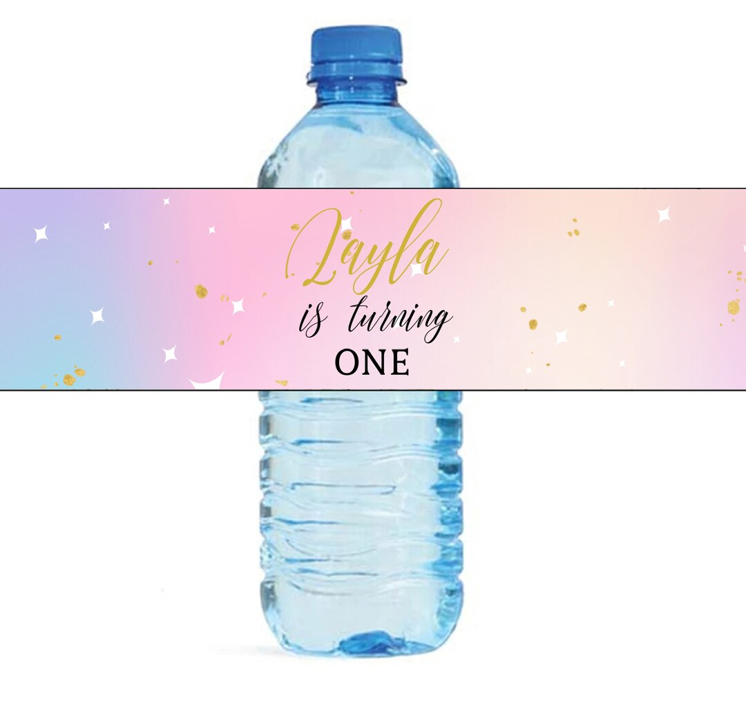 Rainbow Pastel Water Bottle Labels to Edit and Print Yourself. Pink ...