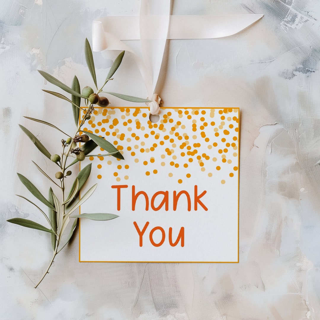 Editable Orange Gift Tags Orange Confetti Favor Cards Editable Orange ...