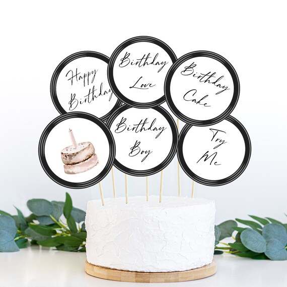 Minimalist Birthday Cake Toppers Editable birthday party decor First ...