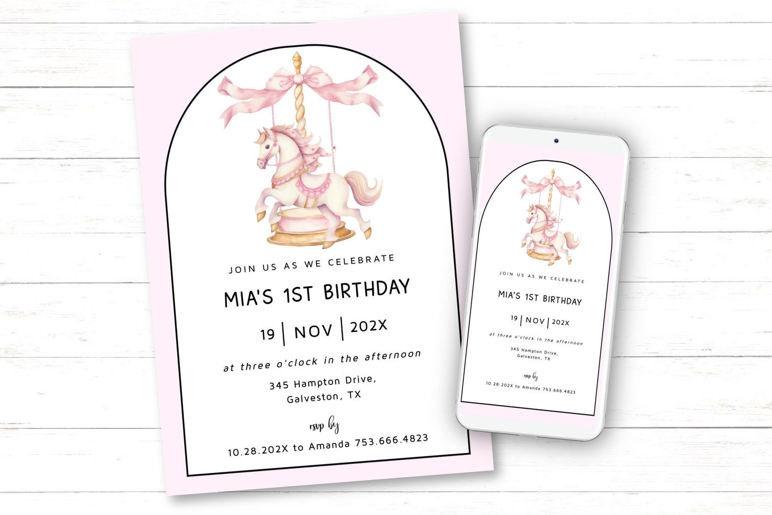 Carousel Invitation Carousel Birthday Invitation Editable Merry Go ...