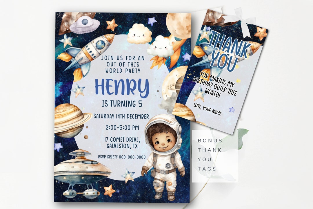 Outer Space Birthday Invitation Template Boy Editable Birthday Party ...