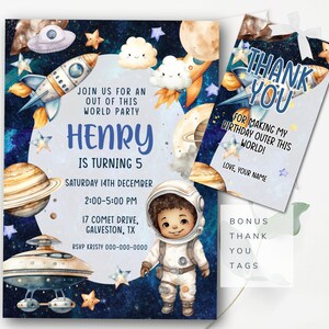 Outer Space Birthday Invitation Template Boy Editable Birthday Party ...