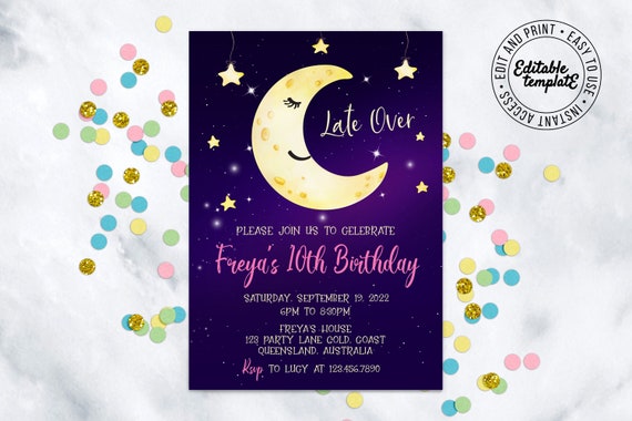LATE OVER PARTY Invitation, Late over birthday Invitation template you ...