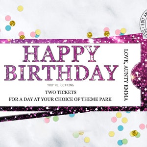 Pink Birthday Gift Certificate Template Pink Glitter Editable Gift ...