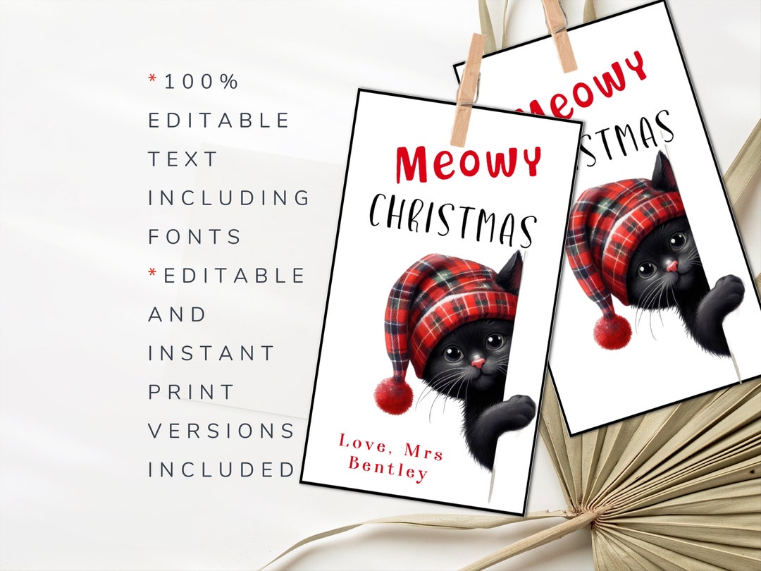 Meowy Christmas Gift Tags Editable Cat Christmas Gift Tags Editable ...