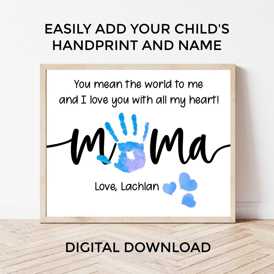 Mothers Day Gift Handprint Mothers Day Handprint Art I Love You Mama ...