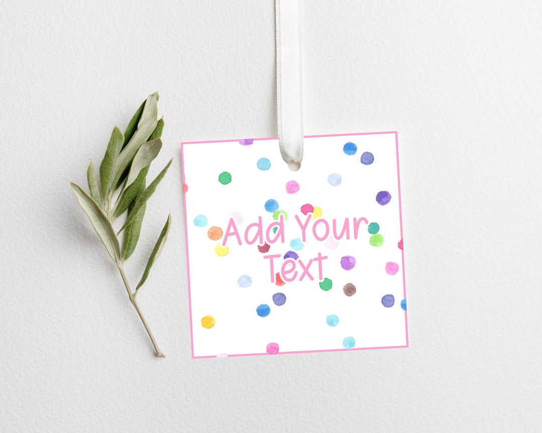 Editable Confetti Rainbow Gift Tags Rainbow Favor Cards Editable Thank ...