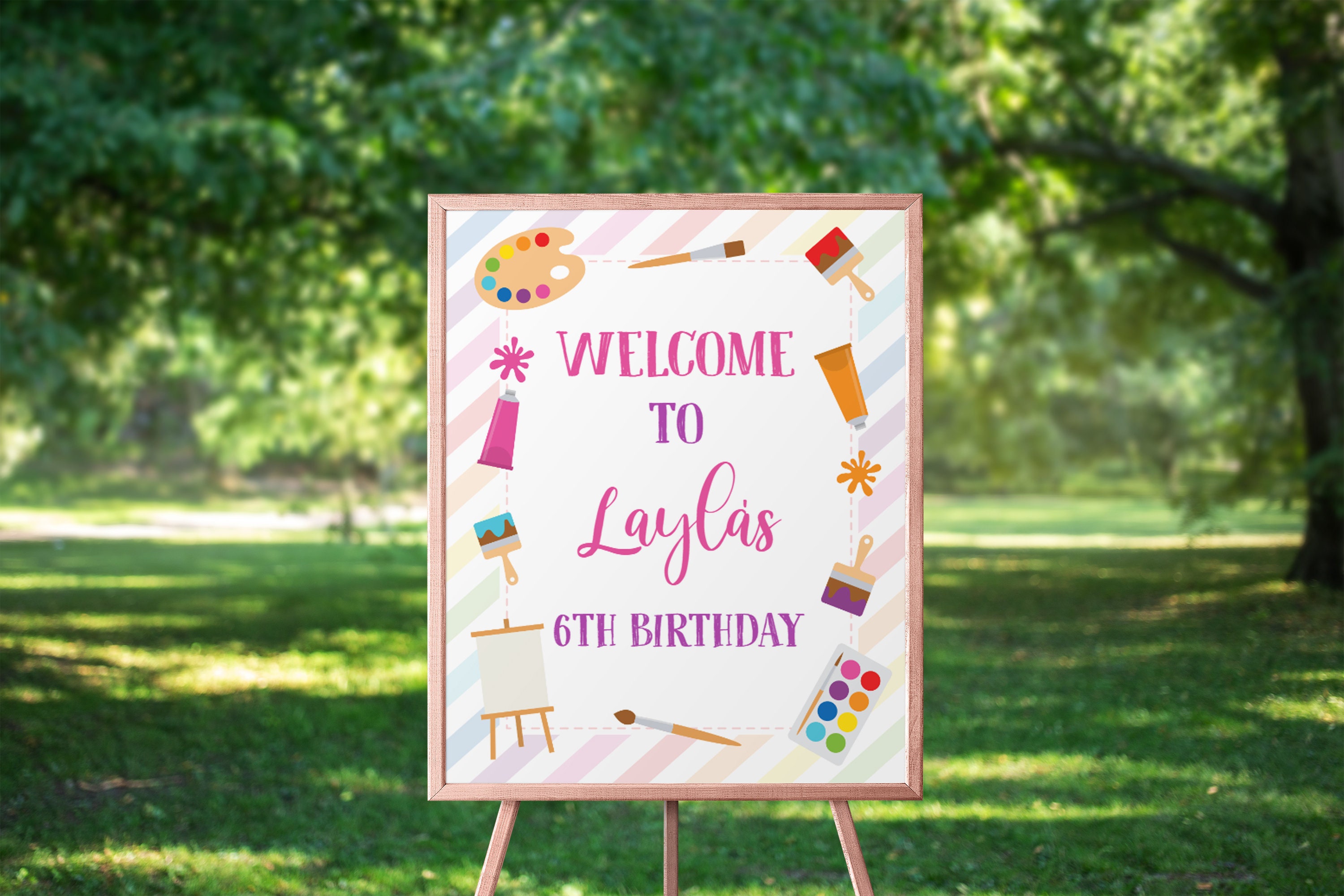 Editable Welcome Party Sign Painting Party Customisable Sign Editable ...