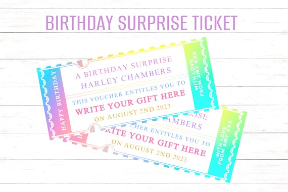 Birthday gift ticket, Printable Birthday gift certificate template to ...