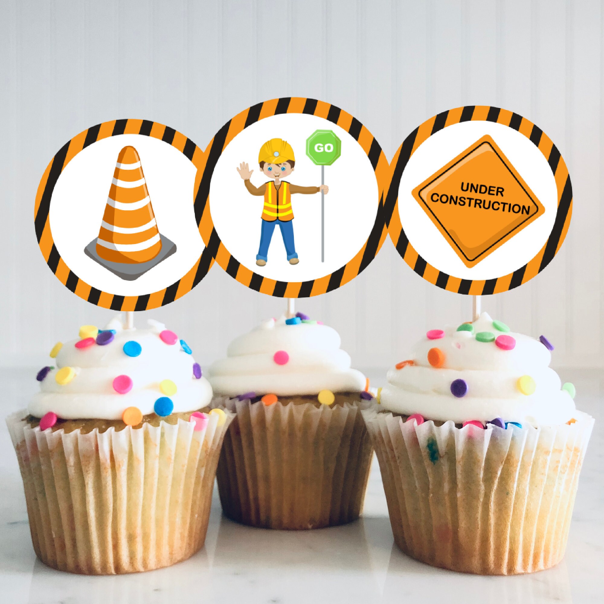 CONSTRUCTION PARTY Cupcake Toppers for Instant Printing - Etsy