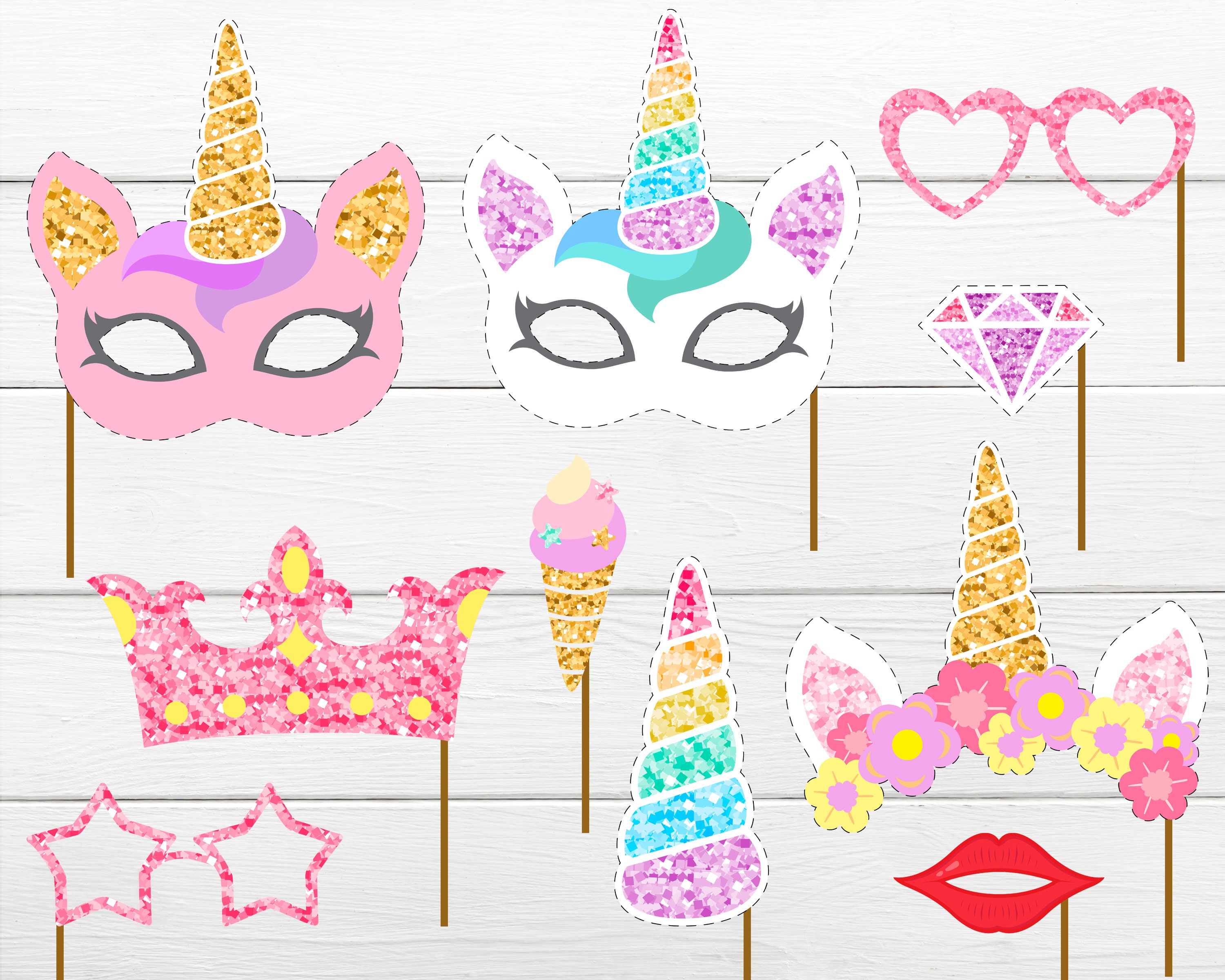 Unicorn Party Props. Unicorn Photo Booth Props Unicorn Printable Props ...