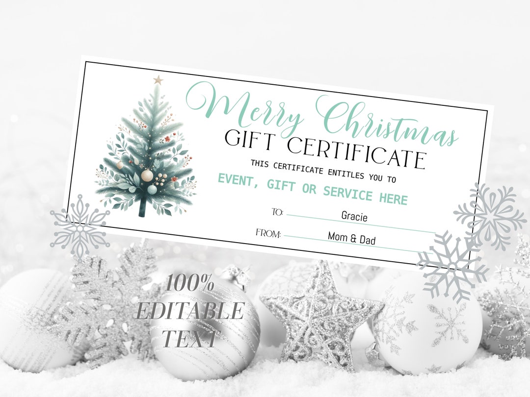 Editable Christmas Gift Certificate Template Printable Christmas ...