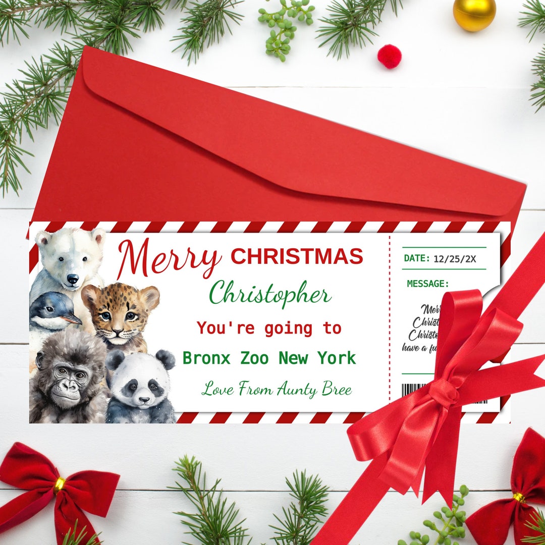 Christmas Zoo Animals Gift Certificate Template Zoo Christmas Gift ...