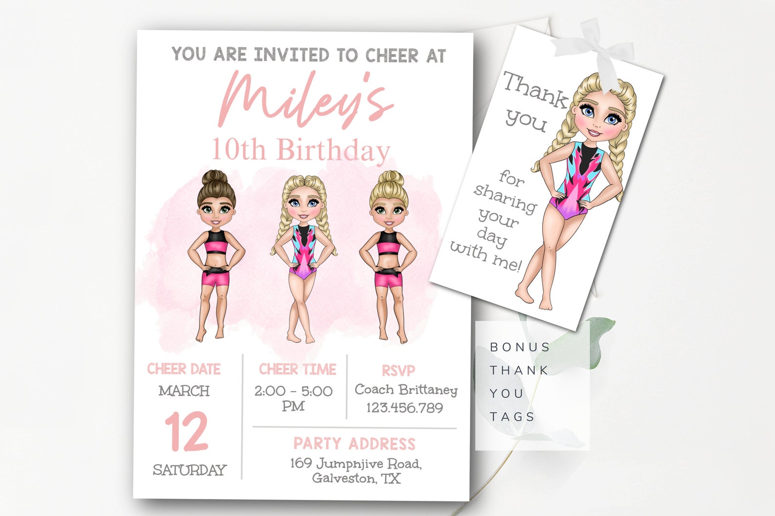 Editable Cheerleader Birthday Invitation Template Cheerleader Party ...